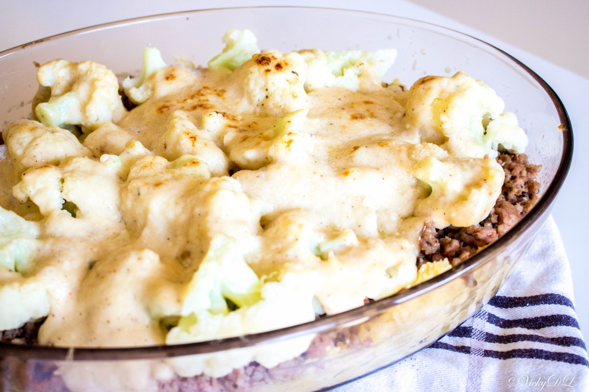 Bloemkool met puree en gehakt uit de oven – Vickylicious