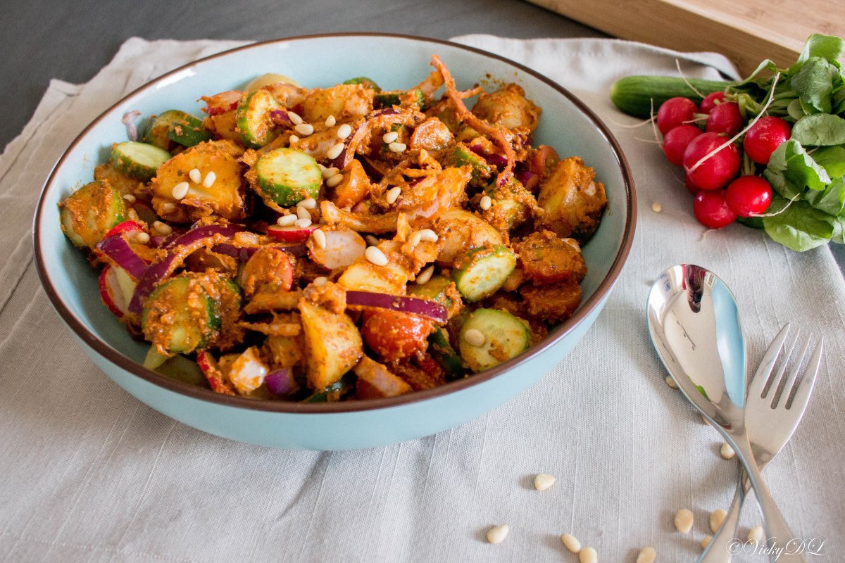 Aardappelsalade met rode pesto – Vickylicious