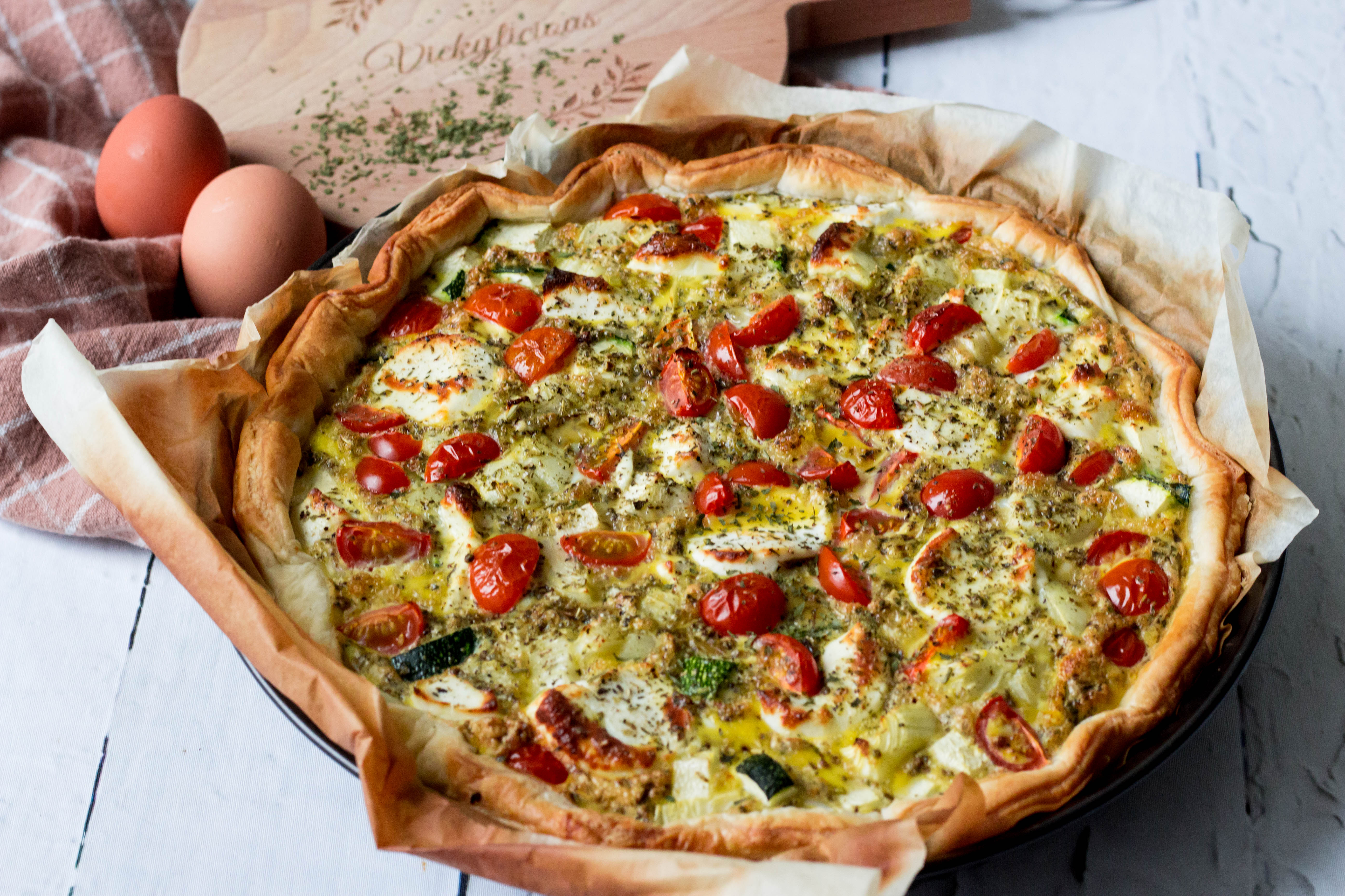 Quiche met courgette, kerstomaten en geitenkaas – Vickylicious